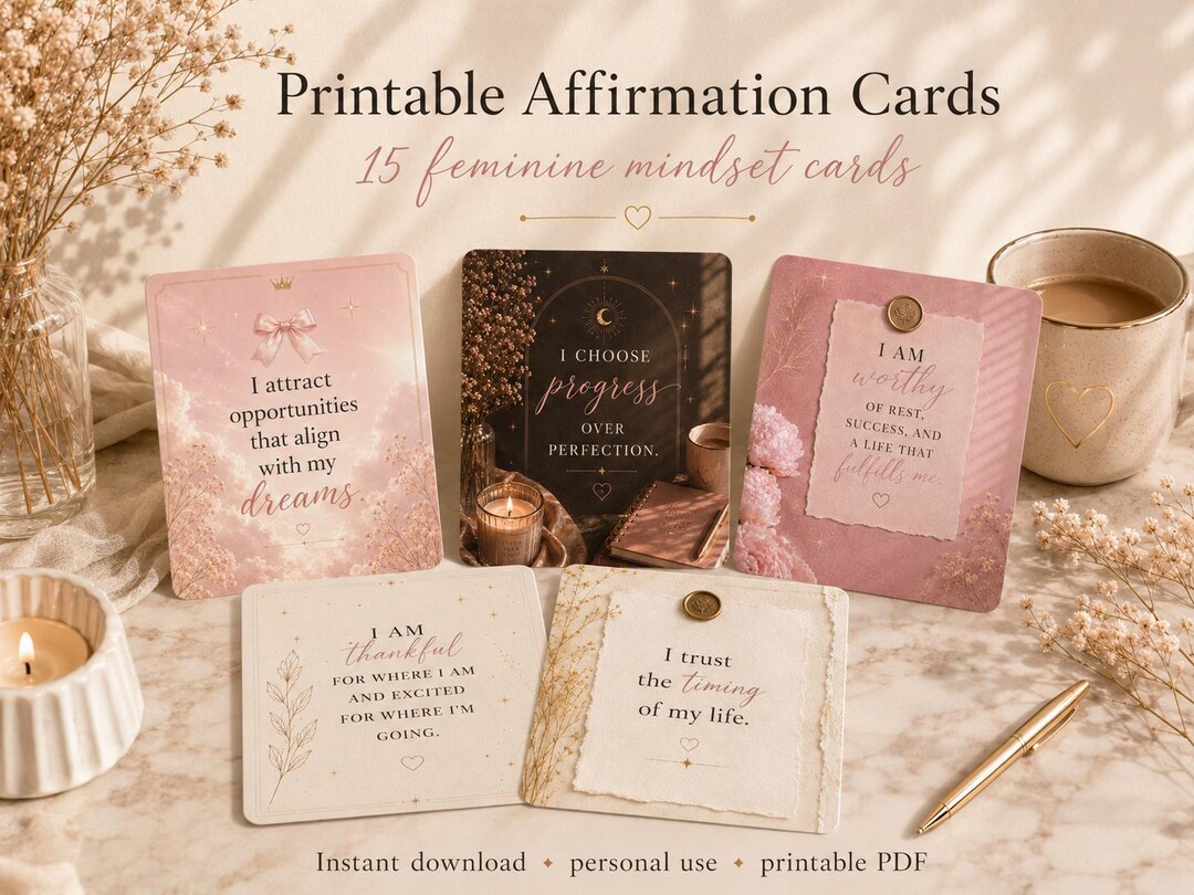 Printable Affirmation Cards, Self Love Affirmation Card Deck, Digital ...