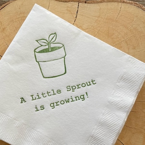 A Little Sprout is Growing 3 Ply Paper Cocktail Napkins Beverage Garden ...