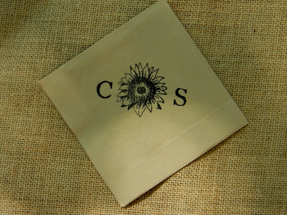 25 Light Burlap Brown Sunflower Personalized Wedding Custom 3 - Etsy