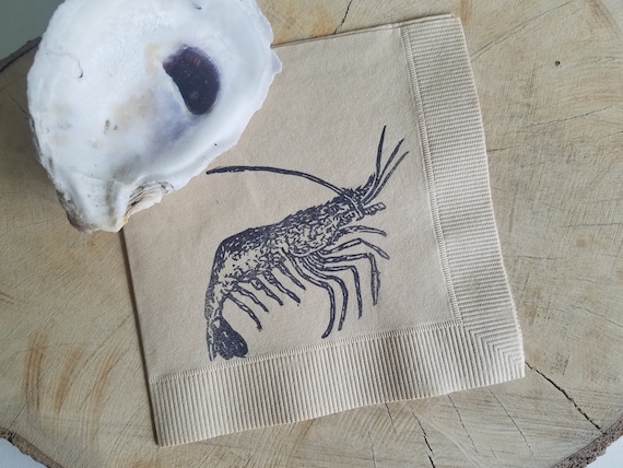 25 Vintage Shrimp Cocktail Bar Napkins Light Burlap Beach | Etsy