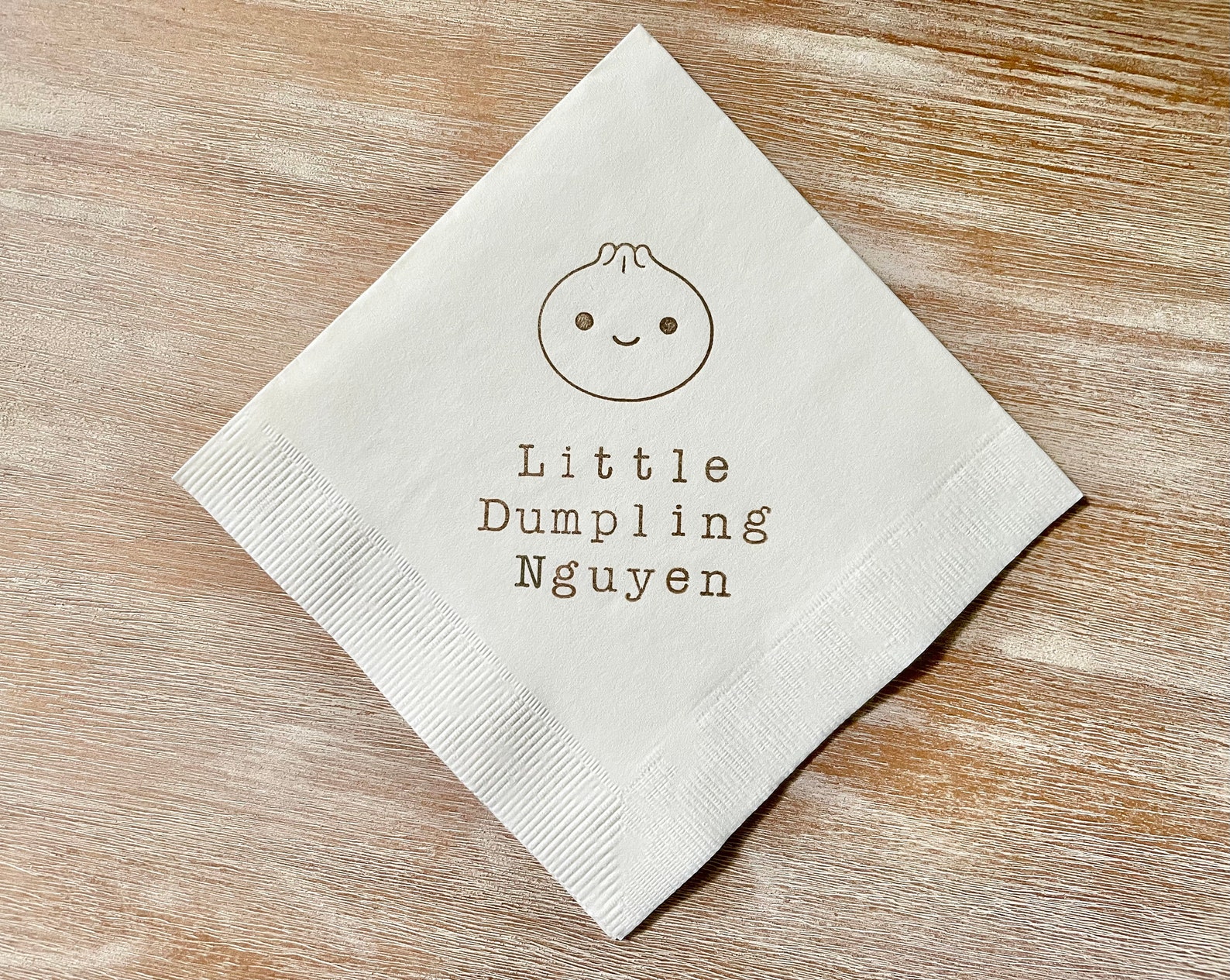 Custom Little Dumpling Baby Shower Ivory 3 Ply Paper Beverage Cocktail ...