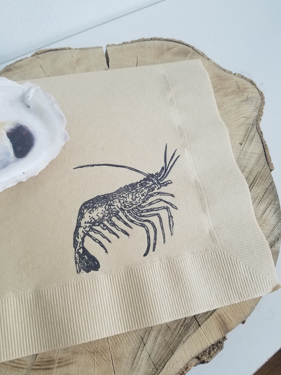 Vintage Shrimp Dinner Luncheon 3 Ply Paper Napkins Light Burlap Beach ...
