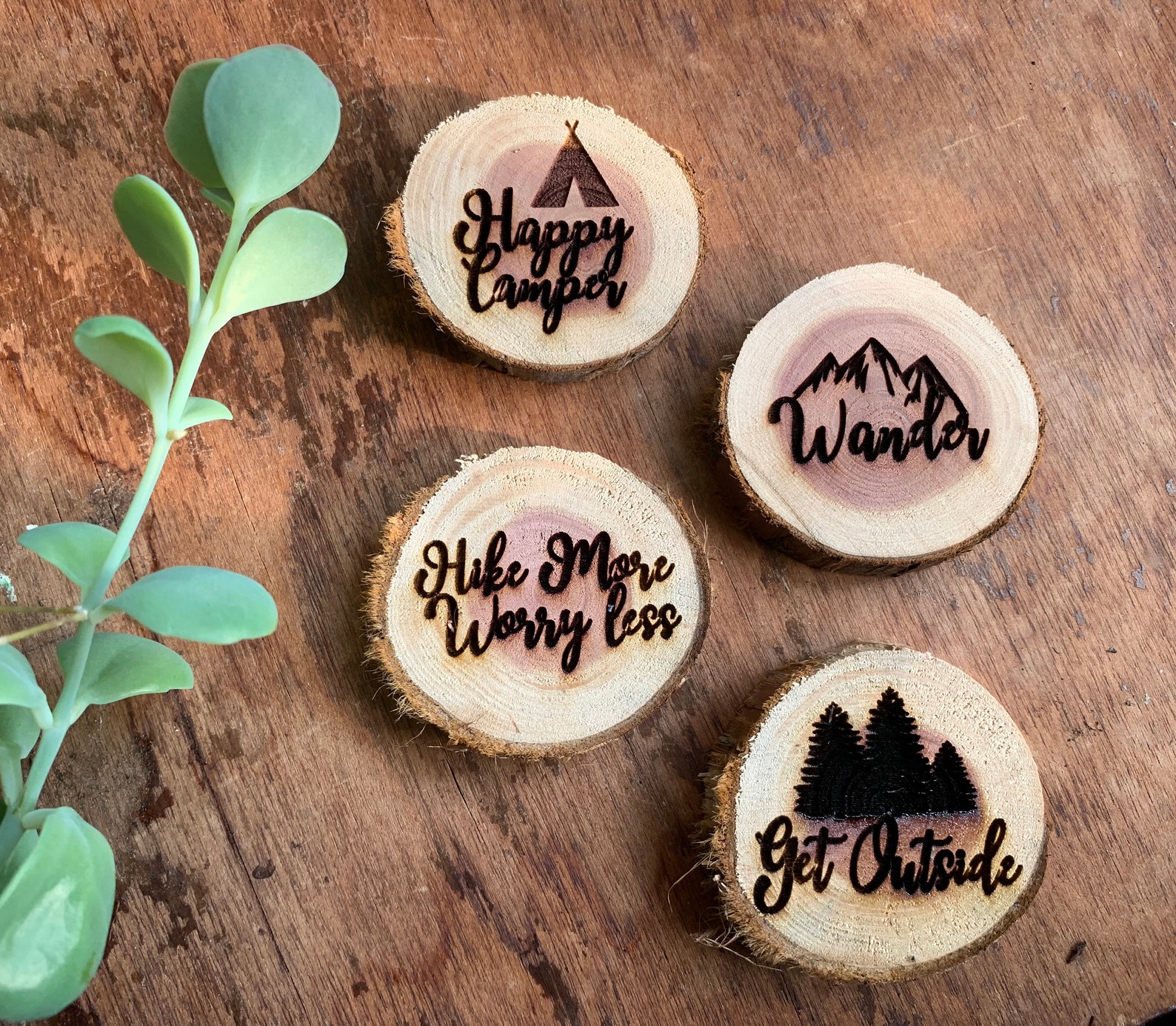 Set of 4 Explorer Series Cedar Magnets Hiking Adventure Wanderlust Wild ...