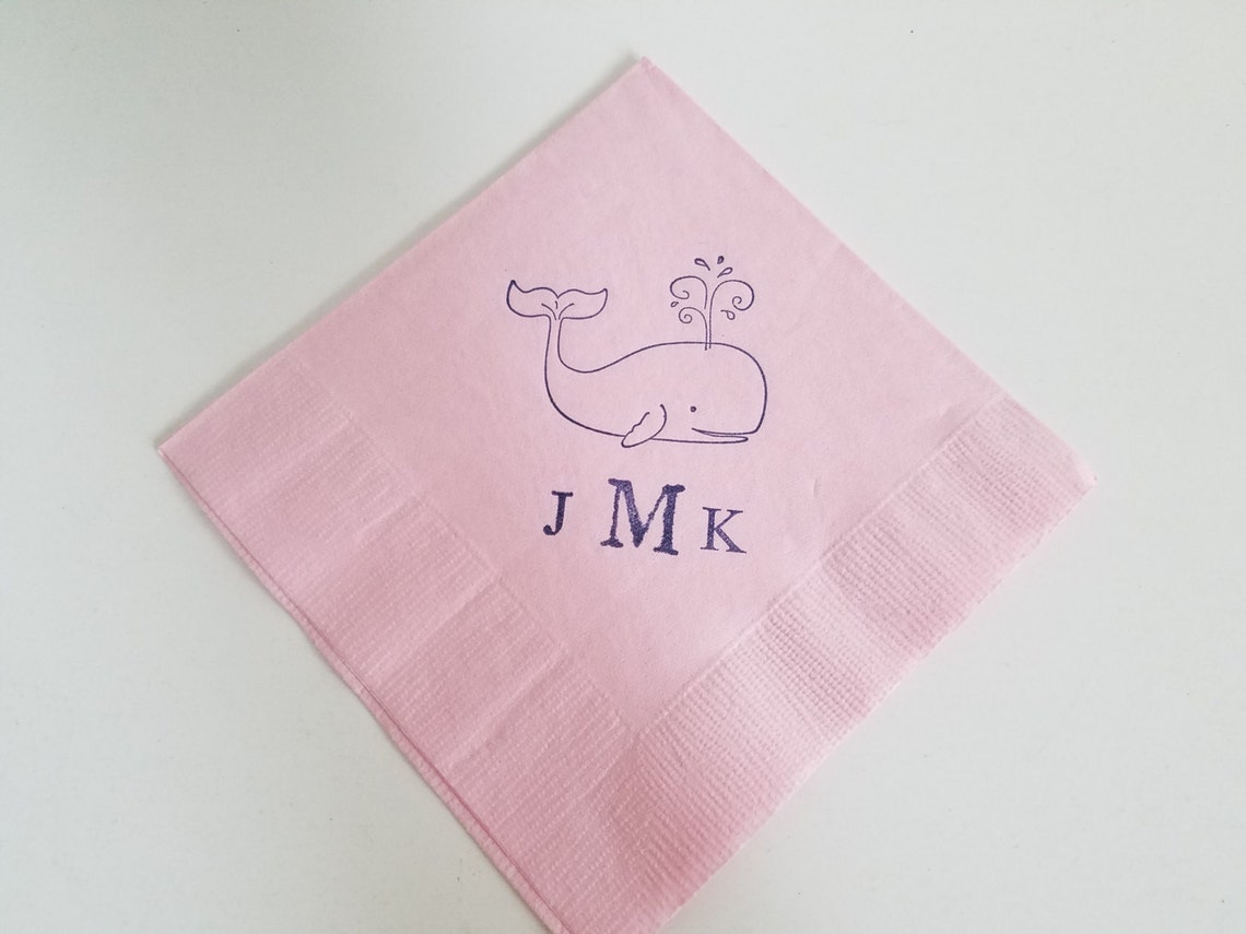 Personalized Baby Whale Nautical Baby Shower Napkins Light | Etsy