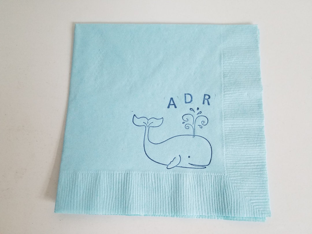 Personalized Baby Whale Nautical Baby Shower Napkins Light Blue 3 Ply ...