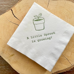 A Little Sprout is Growing 3 Ply Paper Cocktail Napkins Beverage Garden ...