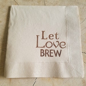 Let Love Brew Light Burlap Brown Cocktail 3 Ply Beverage Napkins Beer ...