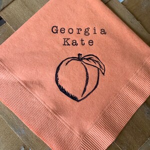 Personalized Peach Baby Shower Custom 3 Ply Paper Beverage Cocktail ...