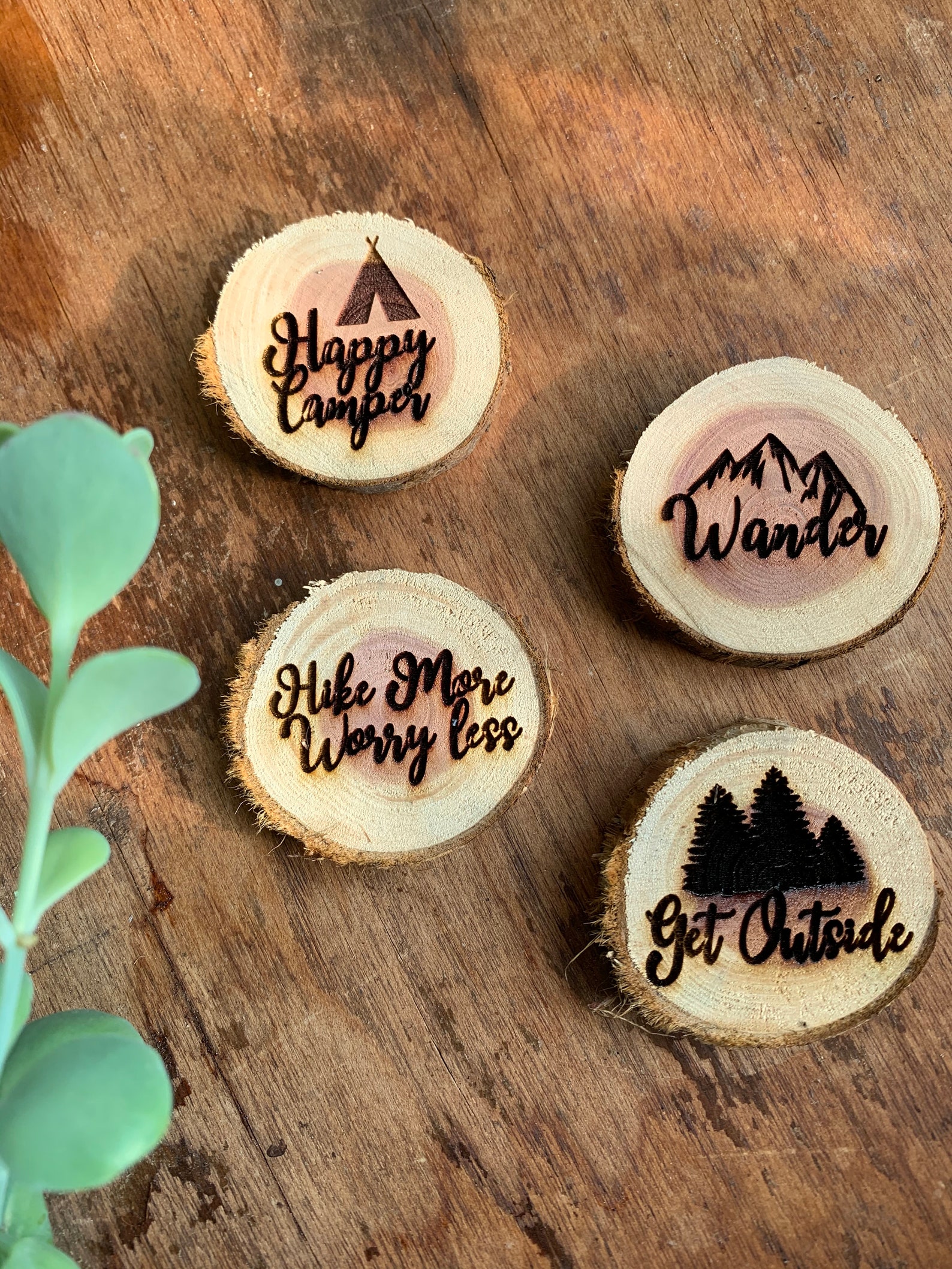 Set of 4 Explorer Series Cedar Magnets Hiking Adventure Wanderlust Wild ...
