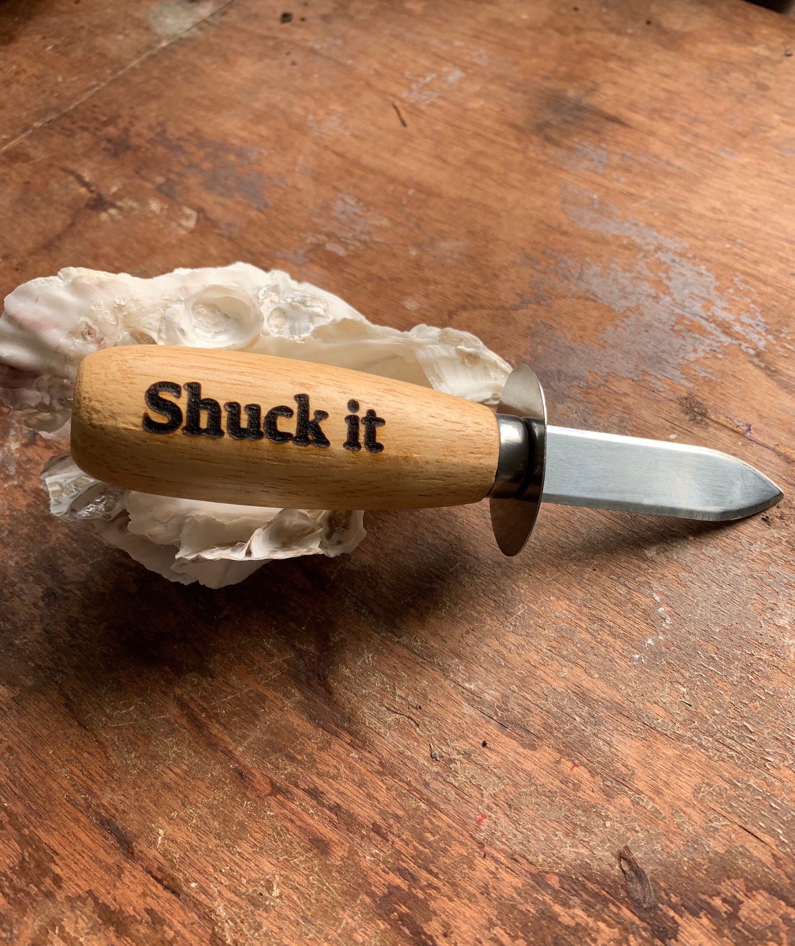 Rustic Shuck It Oyster Knife Hand Burnt Southern Hospitality - Etsy