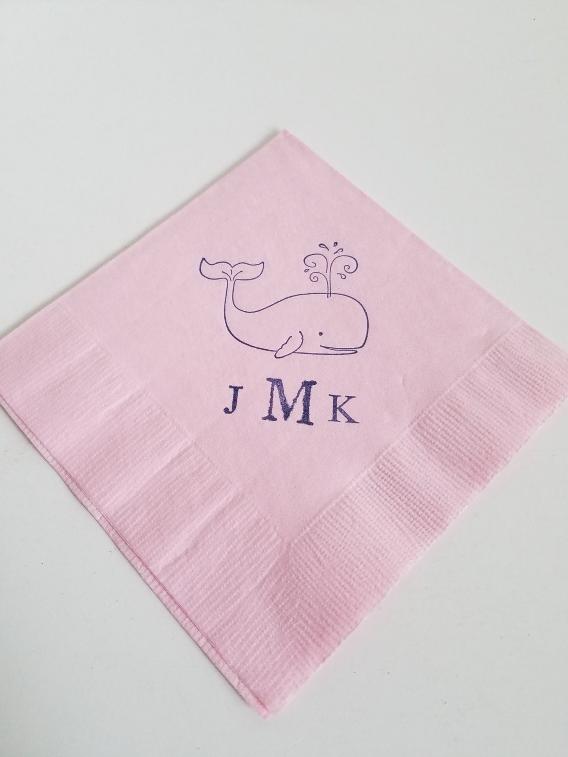 Personalized Baby Whale Nautical Baby Shower Napkins Light Pink 3 Ply ...