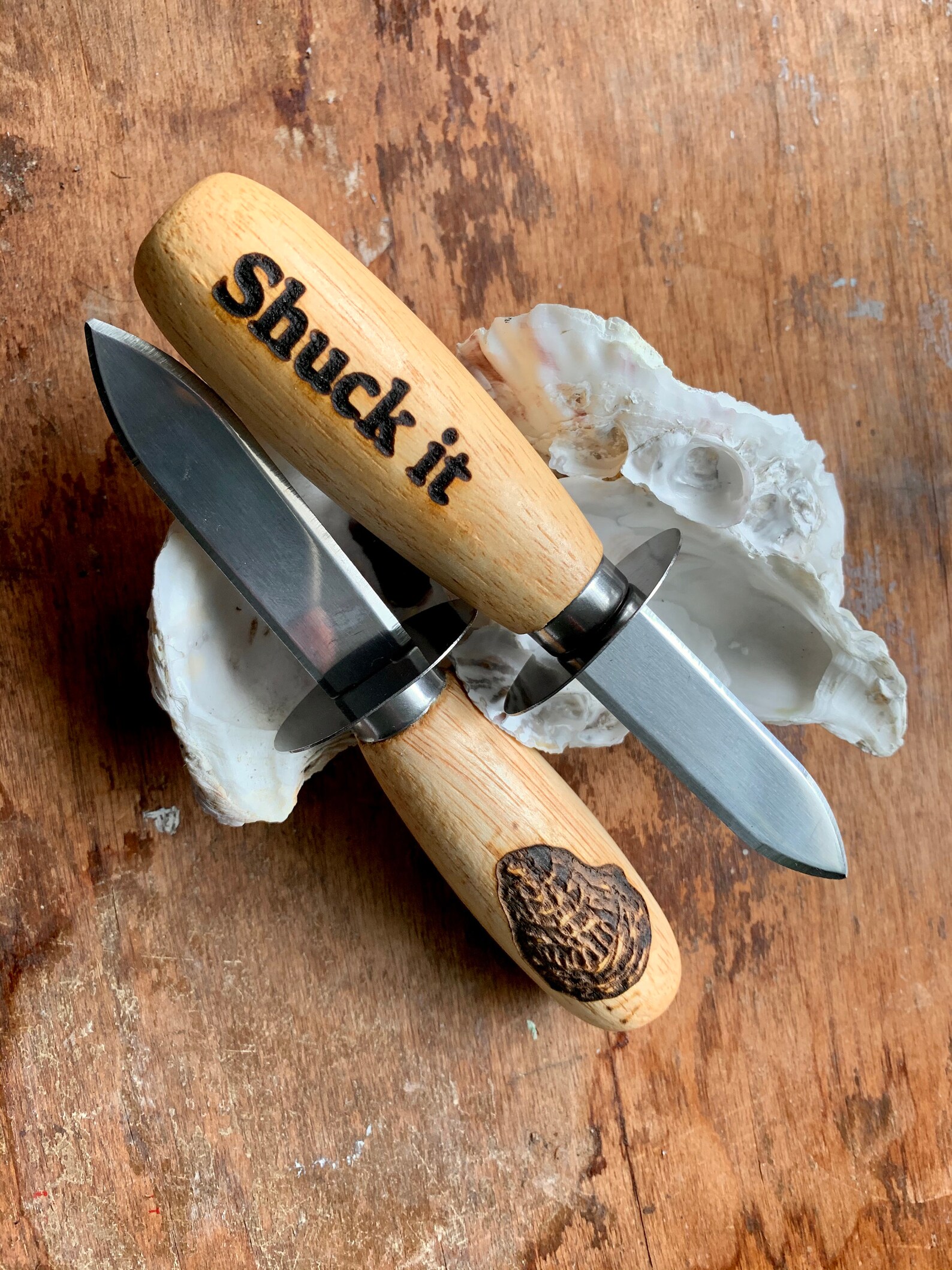 Rustic Shuck It Oyster Knife Hand Burnt Southern Hospitality | Etsy