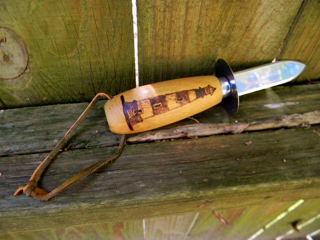 Morris Island Lighthouse Rustic Wooden Oyster Knife Groomsmen or ...