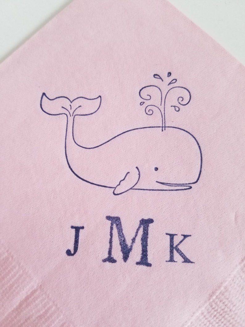 Personalized Baby Whale Nautical Baby Shower Napkins Light | Etsy