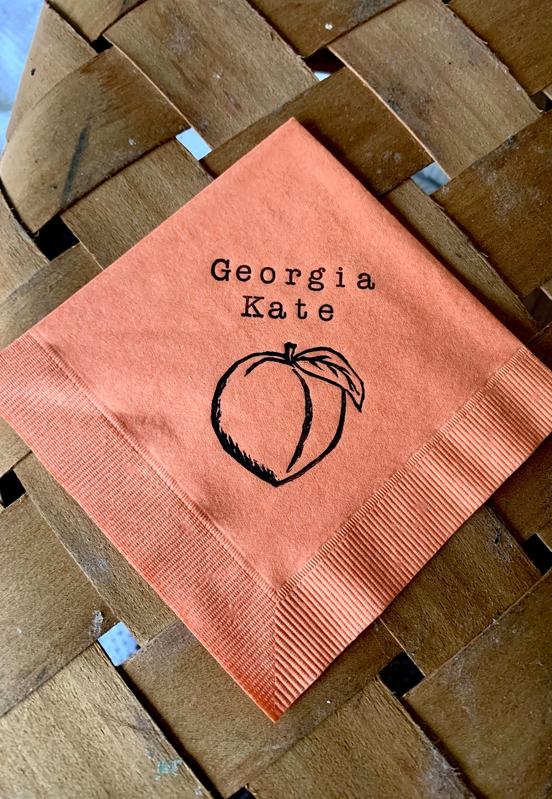 Personalized Peach Baby Shower Custom 3 Ply Paper Beverage Cocktail ...