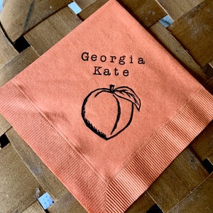 Personalized Peach Baby Shower Custom 3 Ply Paper Beverage Cocktail ...