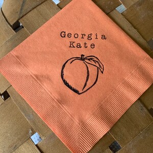 Personalized Peach Baby Shower Custom 3 Ply Paper Beverage Cocktail ...