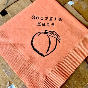 Personalized Peach Baby Shower Custom 3 Ply Paper Beverage Cocktail ...