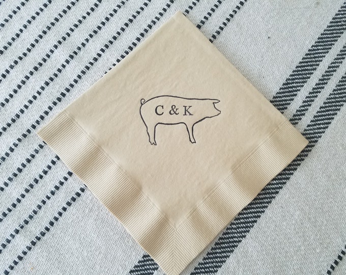 3 Pig Piggy Farm Animal Barn Bandana Country Rustic 5 Cocktail Beverage ...