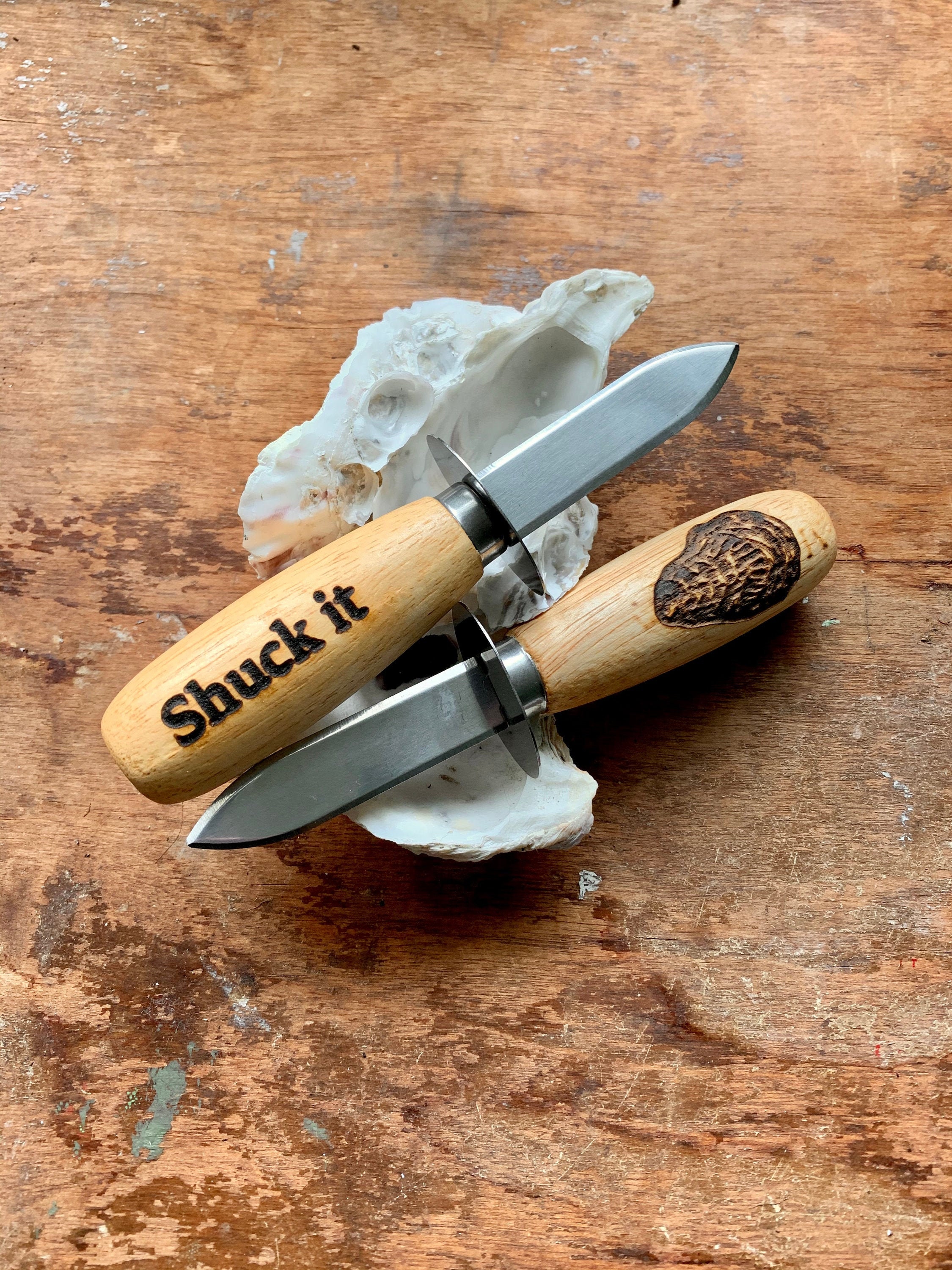 Rustic Shuck It Oyster Knife Hand Burnt Southern Hospitality Bridesmaid ...