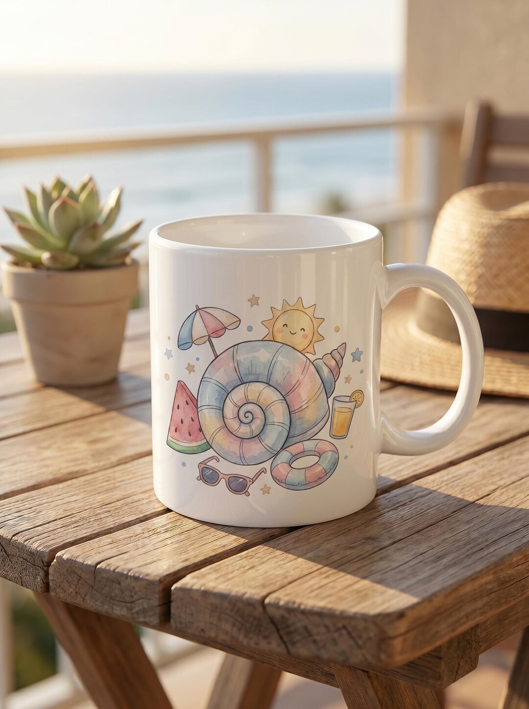 Watercolor Seashell Summer Clipart, Pastel Beach Vacation PNG (digital ...
