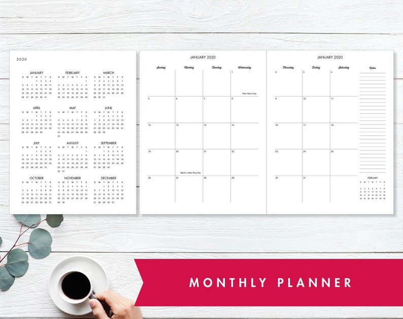 2020 Calendar Monthly Planner Printable Instant Download Digital ...