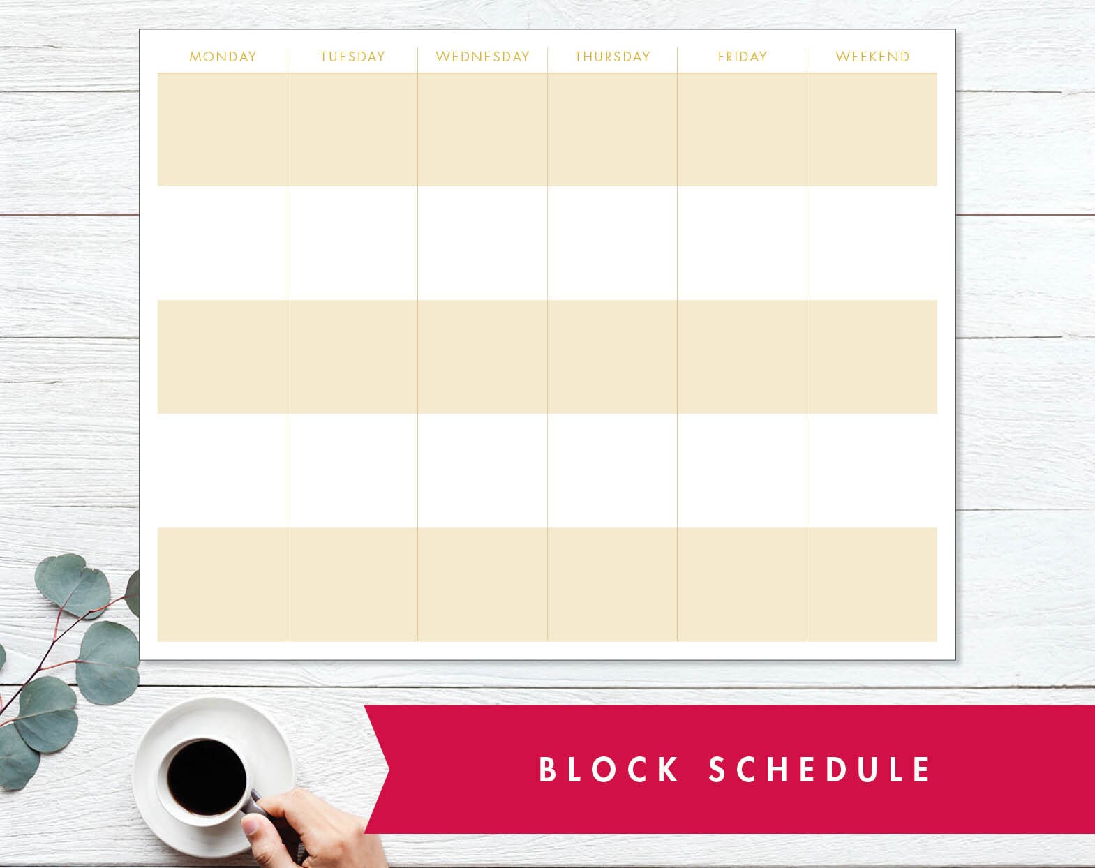 Weekly Planner Overview Block Schedule Printable Planner Instant ...