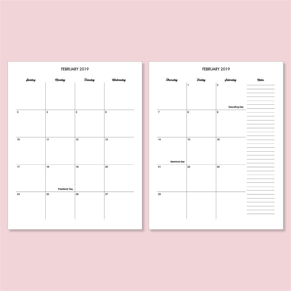 2019 Calendar Monthly Planner Printable Instant Download Digital ...