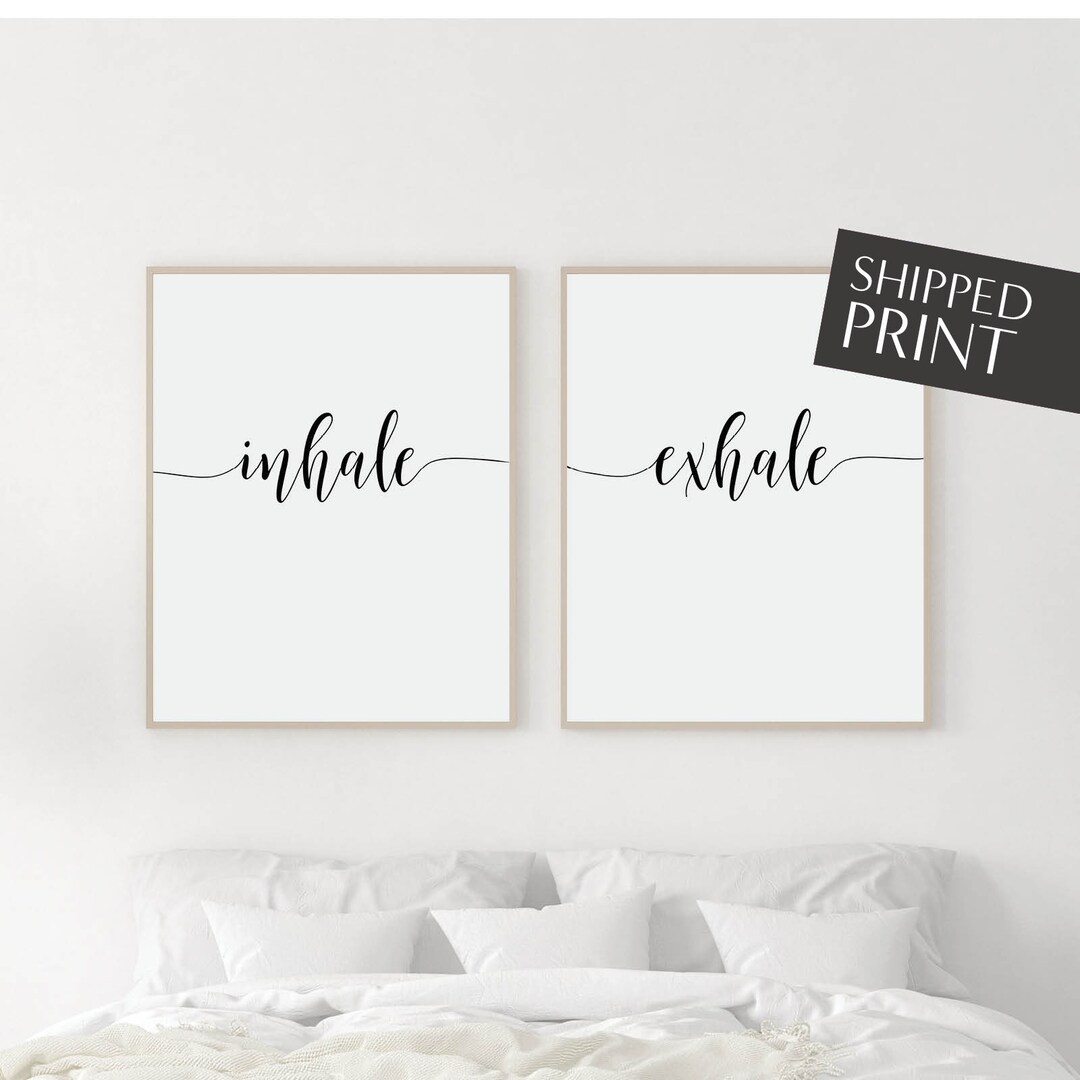 Inhale Exhale Posters, Set of Two Prints, Inhale Exhale Wall Art ...