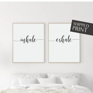Inhale Exhale Posters, Set of Two Prints, Inhale Exhale Wall Art ...