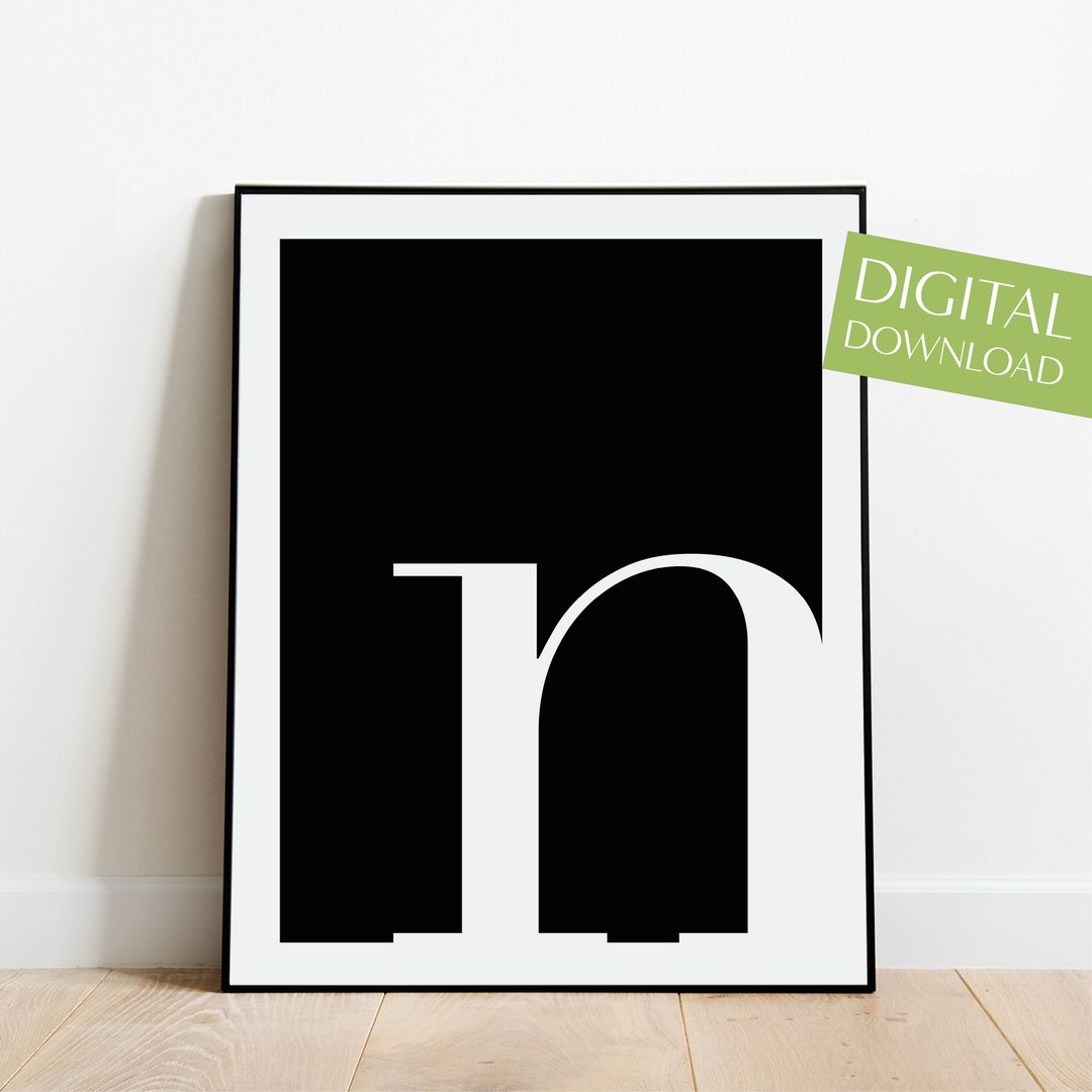 Letter N Poster, PRINTABLE Letter N Print, Digital Download, Initials ...
