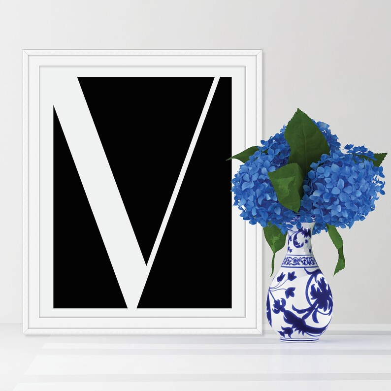 Letter V Wall Art PRINTABLE Letter V Print Minimalist | Etsy