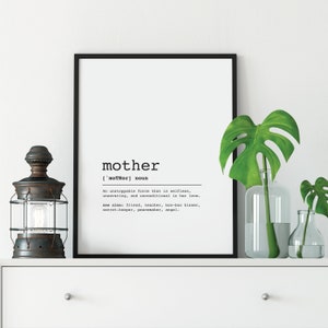 Mother Definition, Mother Wall Art, Mothers Day, Mother Print, Mother ...