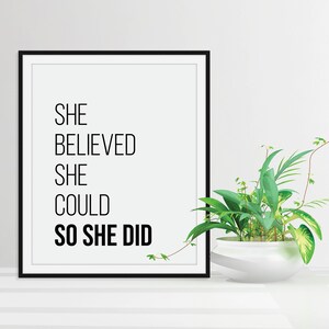 She Believed She Could so She Did Wall Art, PRINTABLE Feminist Art ...