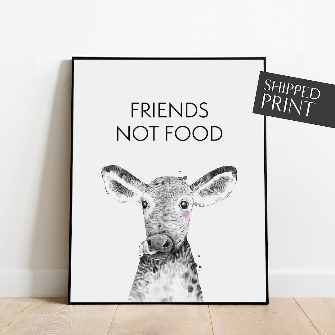 Vegan Poster, Friends Not Food, Vegan Print, Vegan Wall Art, Vegan Wall ...