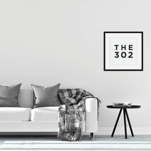 THE 302, Delaware Area Code Poster, Area Code Print, Black and White ...