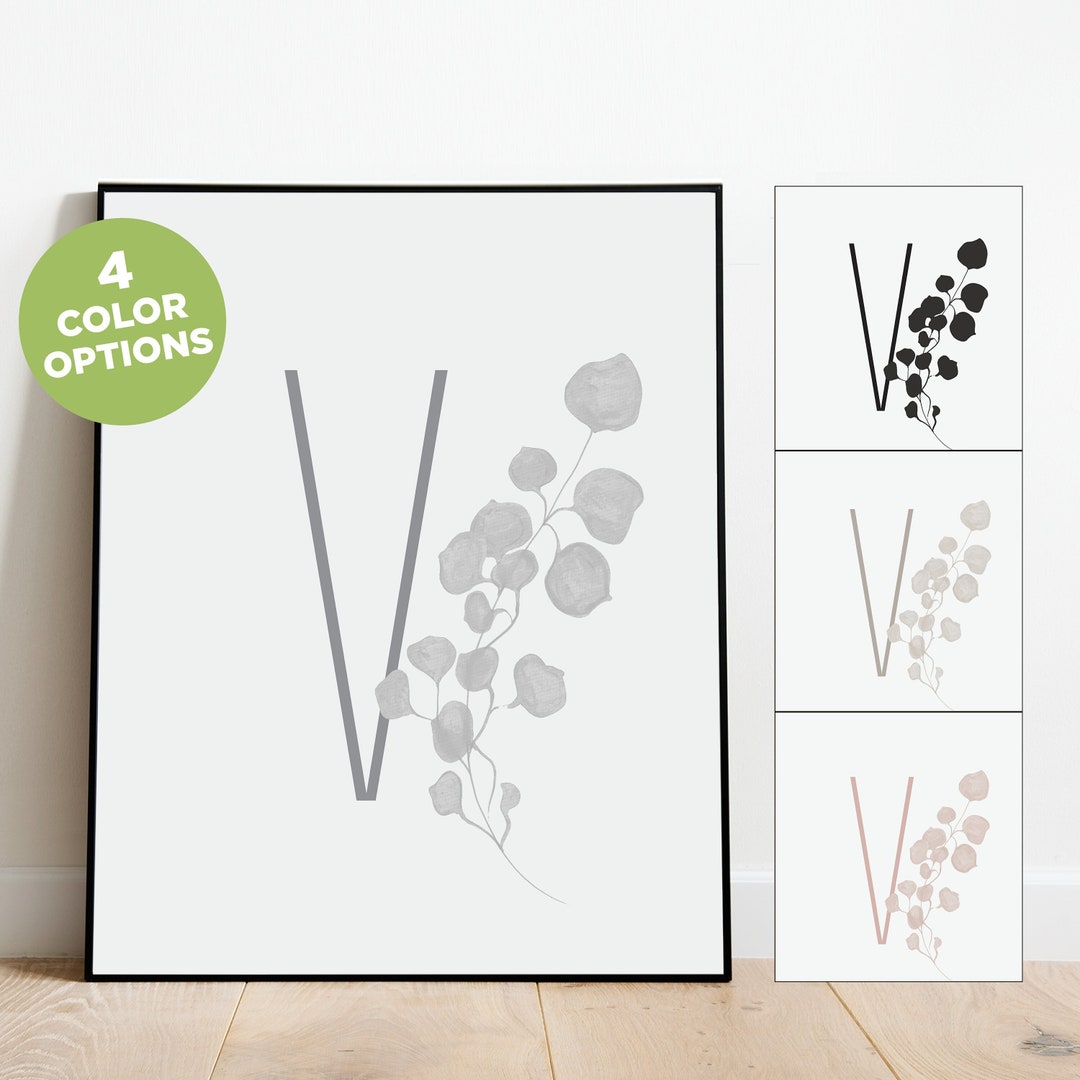 Letter V Poster, Unframed Letter V Wall Decor, Boho Letter Print ...