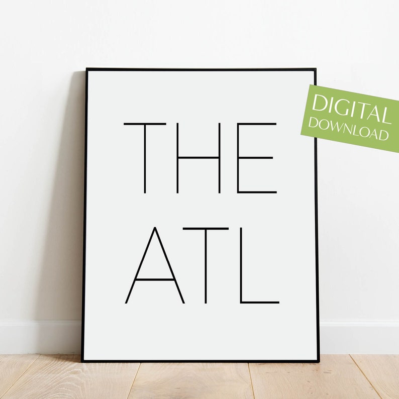 The ATL Atlanta Print PRINTABLE Atlanta Georgia Poster - Etsy