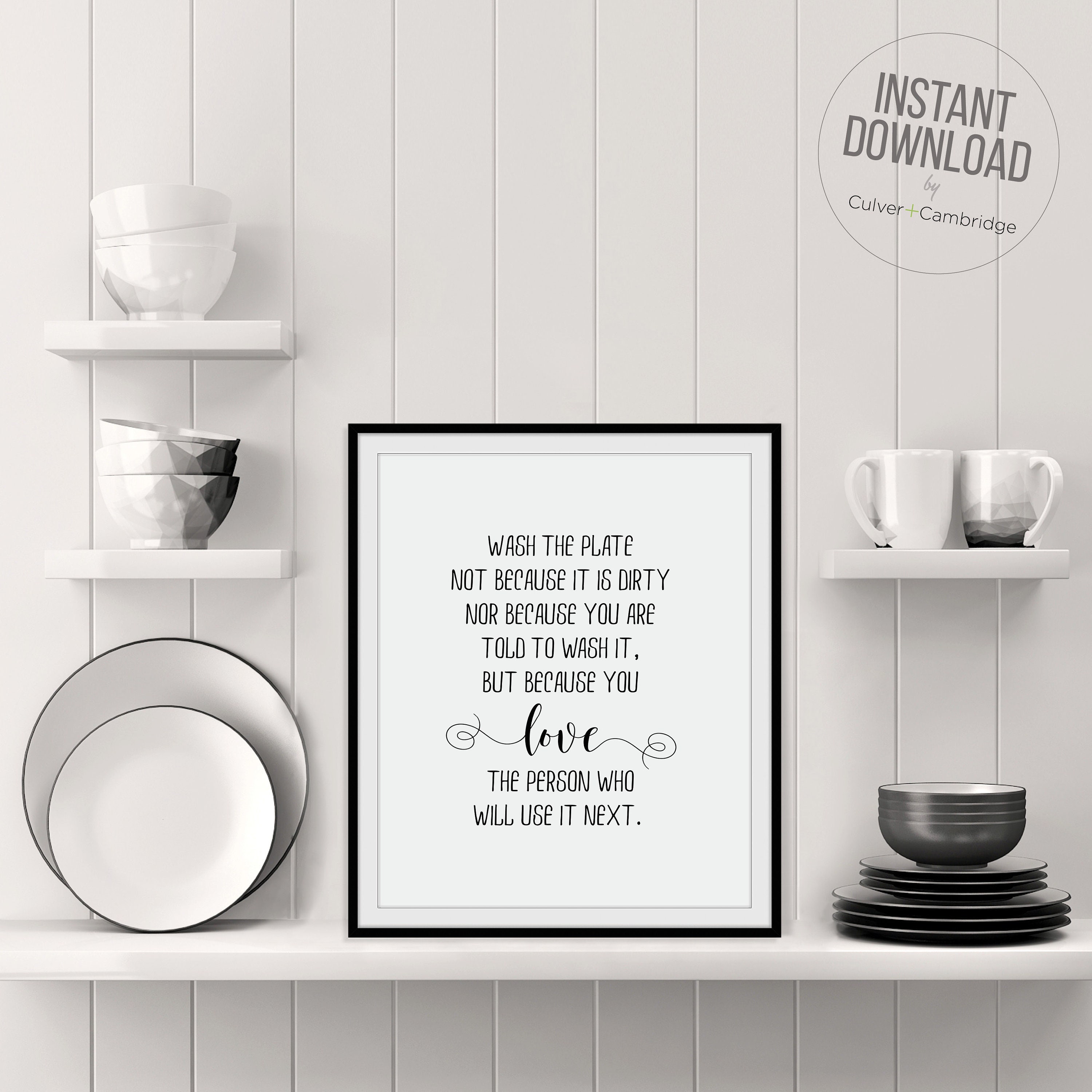 PRINTABLE Kitchen Wall Decor Wash the Plate Digital - Etsy Canada