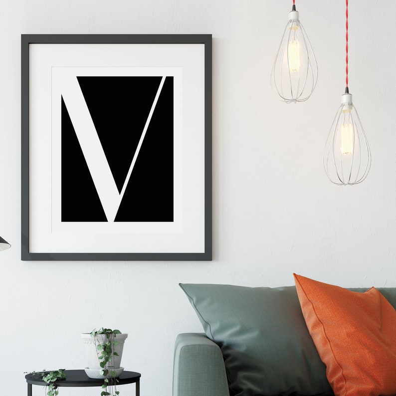 Letter V Wall Art PRINTABLE Letter V Print Minimalist | Etsy