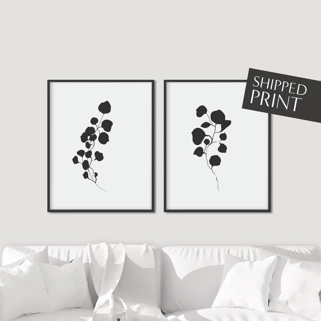 Boho Botanical Print Set, Black and White Wall Decor, Bohemian Art ...