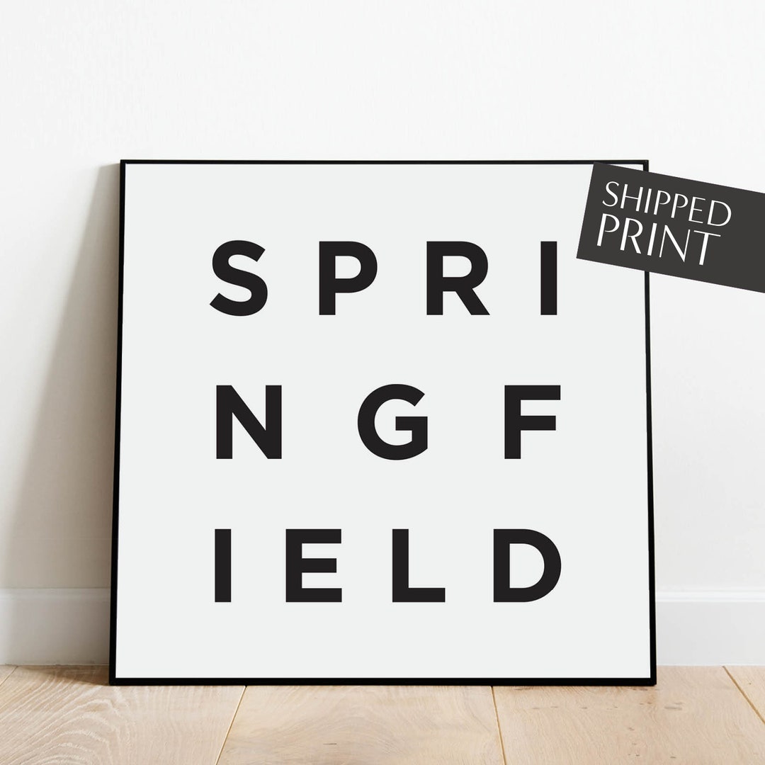 Springfield Print, Springfield Poster, Springfield Wall Art, Minimalist ...