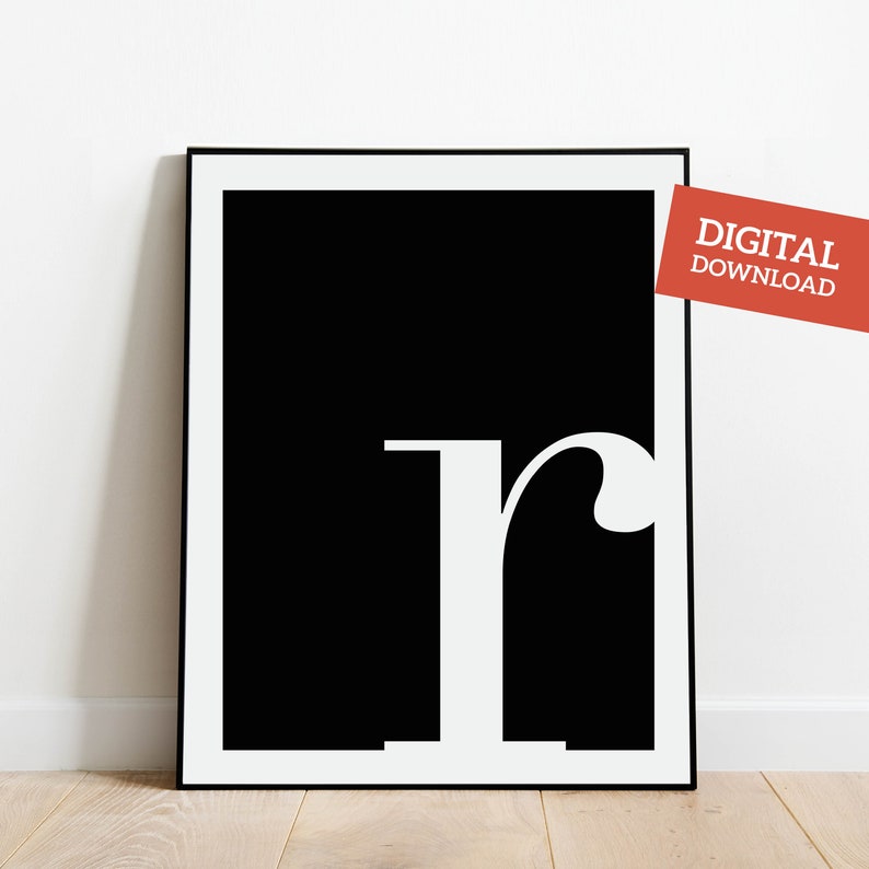 Letter R Wall Art PRINTABLE Letter R Print Minimalist | Etsy