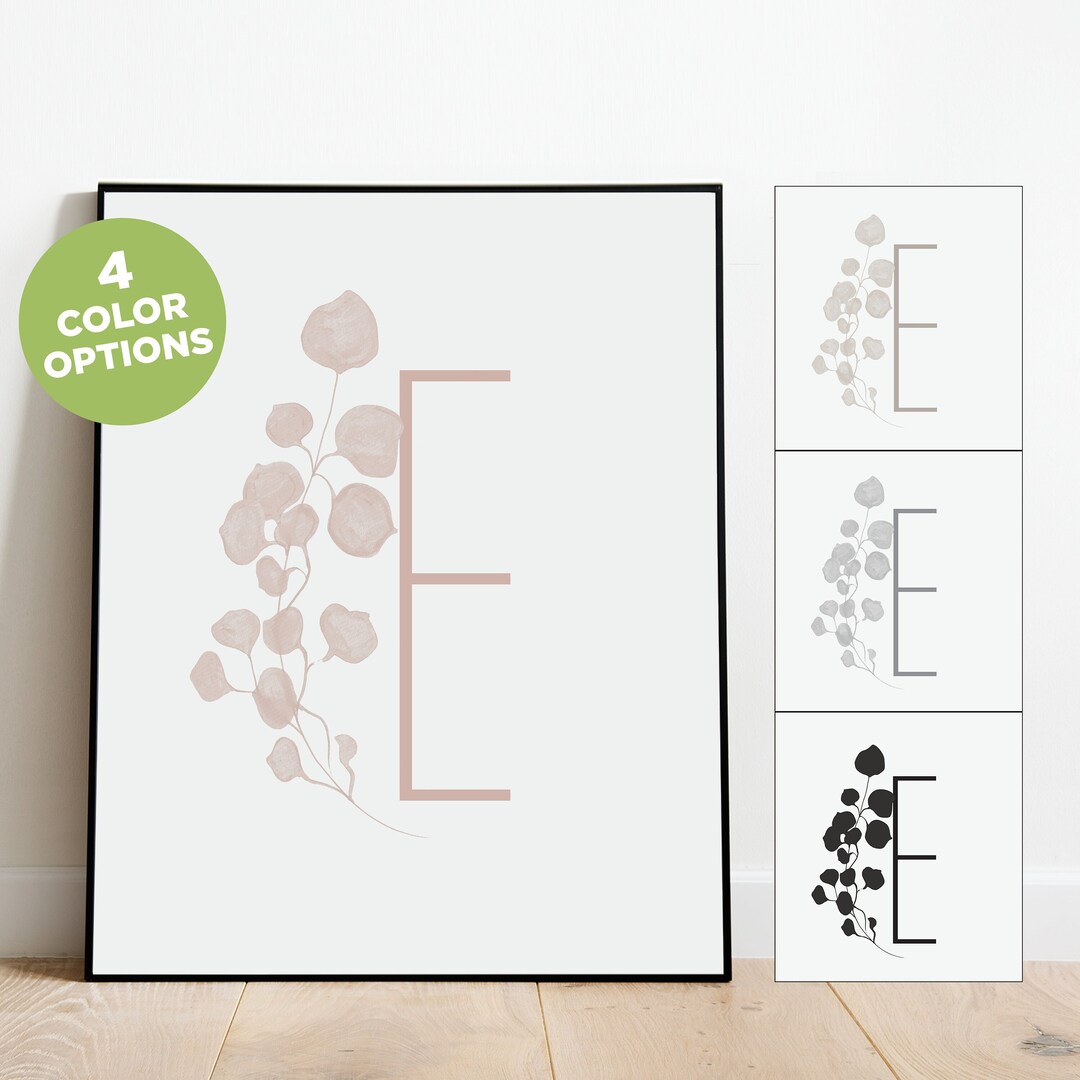 Letter E Poster, UNFRAMED Letter E Wall Decor, Boho Letter Print ...