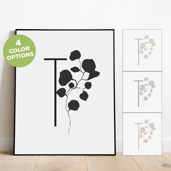 Letter T Poster Unframed Letter T Wall Decor Boho Letter - Etsy