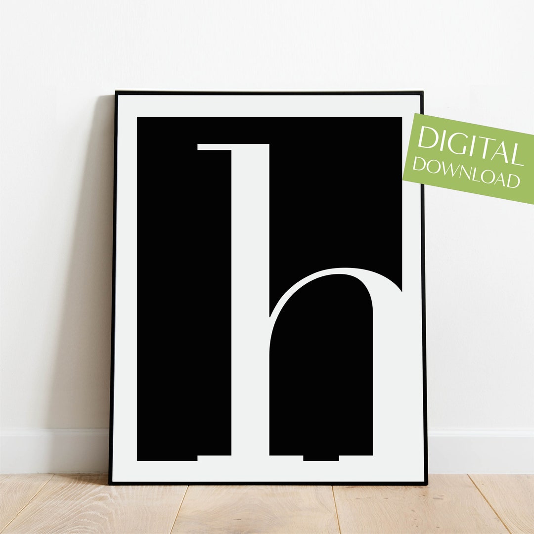 Letter H Wall Art, PRINTABLE Letter H Print, Minimalist Poster, Letter ...