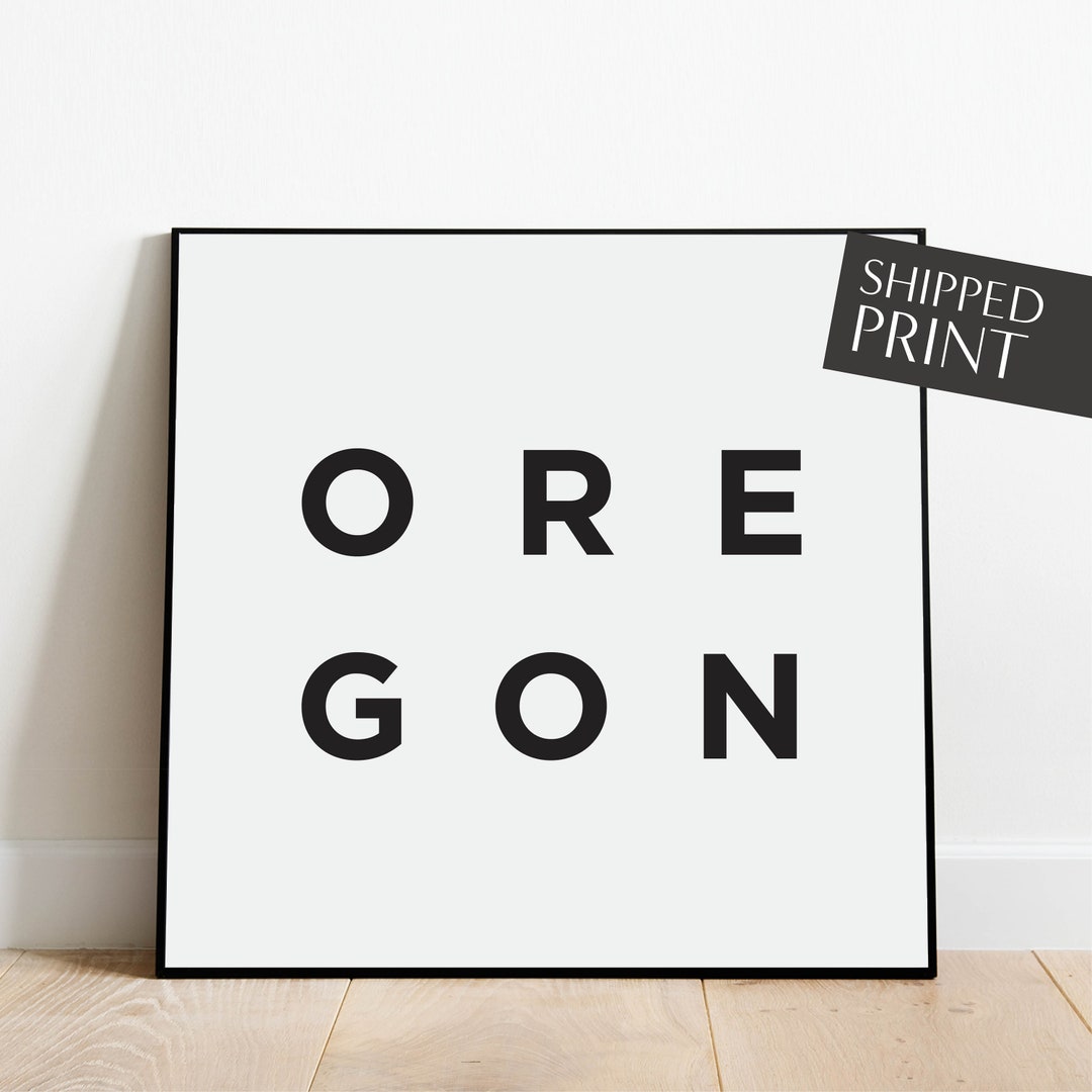 Oregon Wall Art, Black and White State Print, Minimalist State Print ...