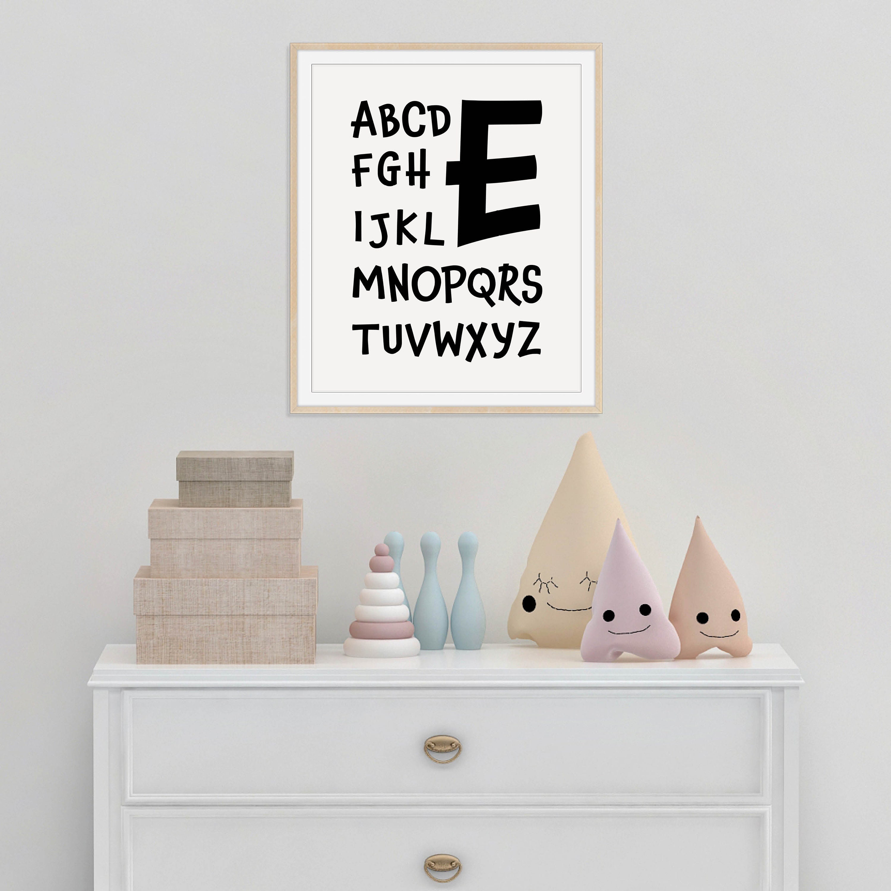 Letter E Baby Name Poster PRINTABLE Black and White Alphabet - Etsy ...