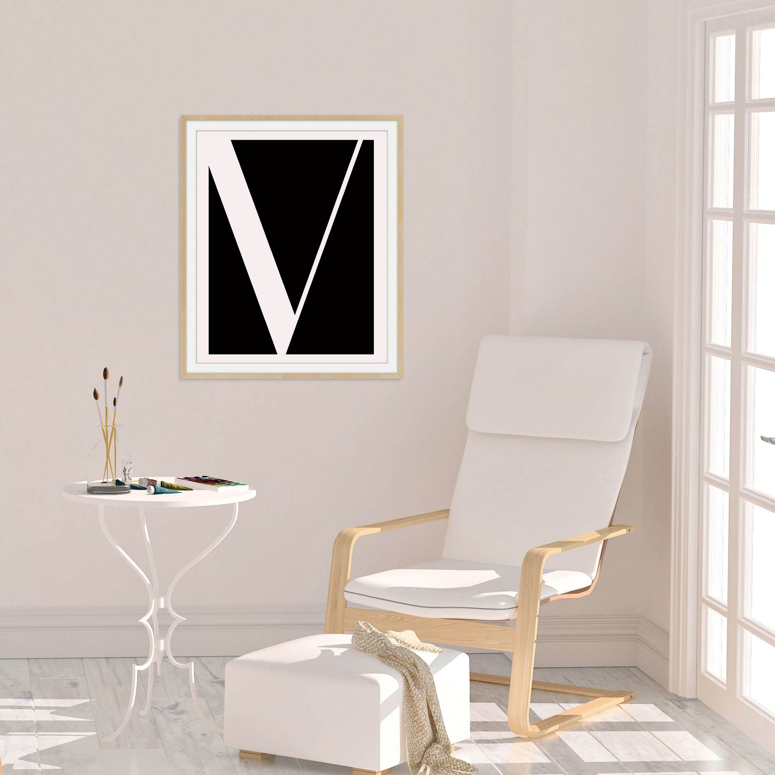 Letter V Wall Art PRINTABLE Letter V Print Minimalist | Etsy