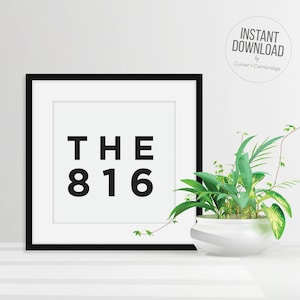 816 Area Code Kansas City Art Kansas City Decor Digital - Etsy